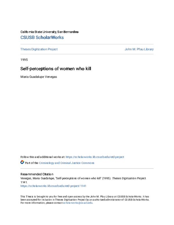 (PDF) Self-perceptions of women who kill