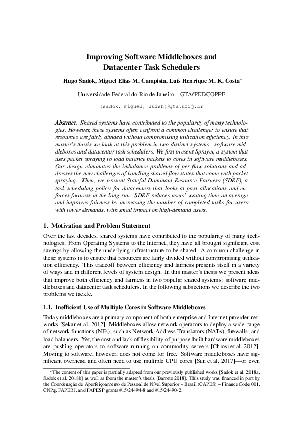 (PDF) Improving Software Middleboxes and Datacenter Task Schedulers
