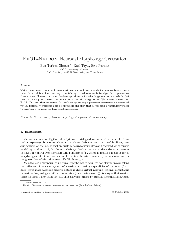 (PDF) EvOL-Neuron: Neuronal morphology generation