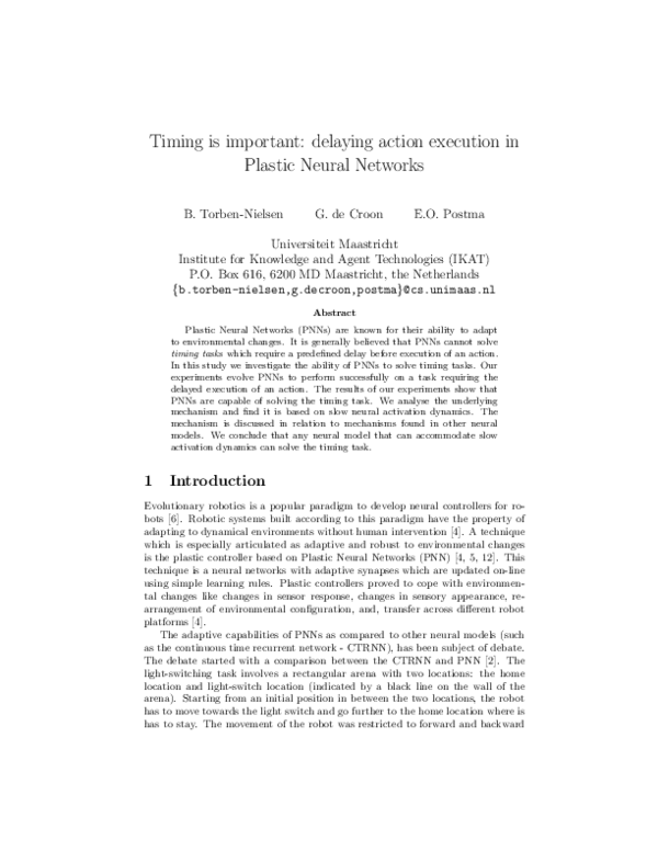 (PDF) Plastic Neural Networks and Timing Tasks
