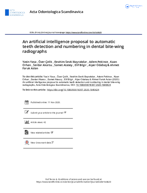 Pdf An Artificial Intelligence Proposal To Automatic Teeth Detection