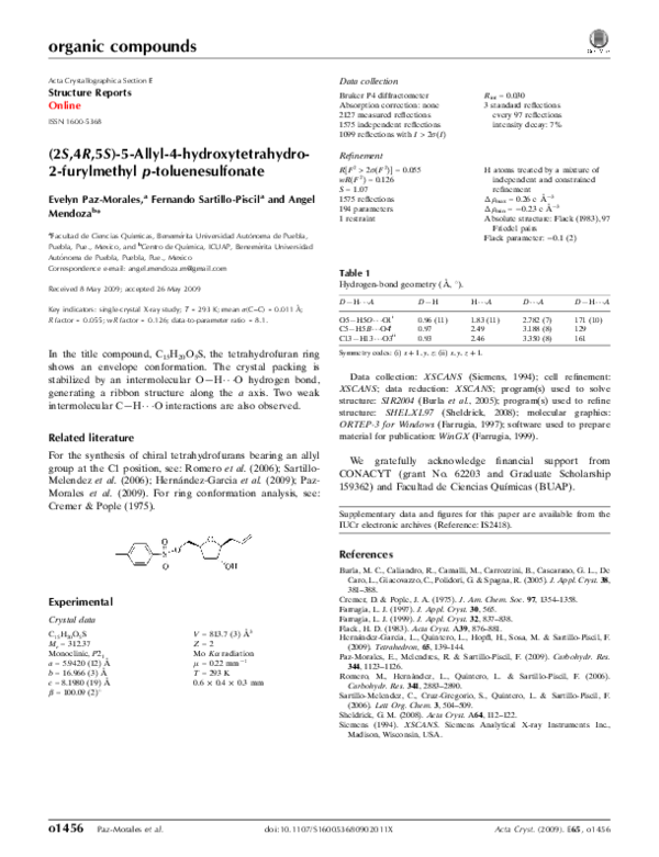(PDF) (2S,4R,5S)-5-Allyl-4-hydroxytetrahydro-2-furylmethylp ...