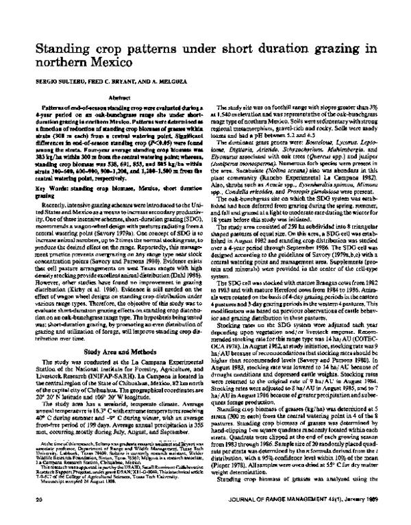 (PDF) Standing Crop Patterns under Short Duration Grazing in Northern ...