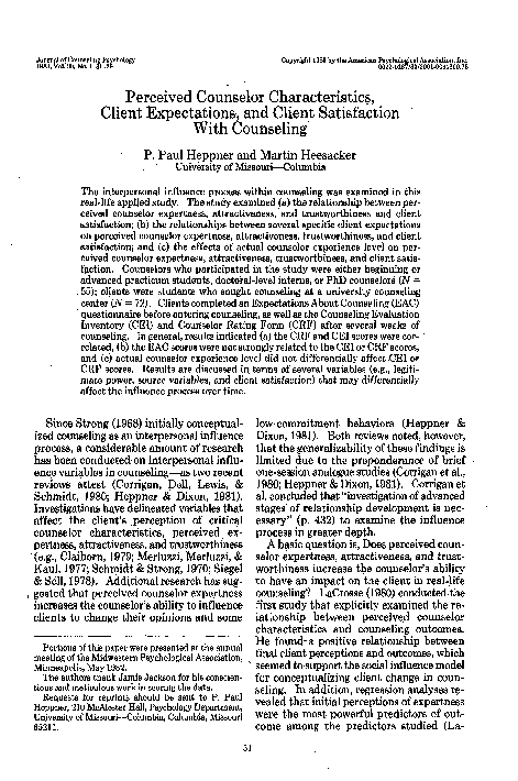 (PDF) Perceived counselor characteristics, client expectations, and ...