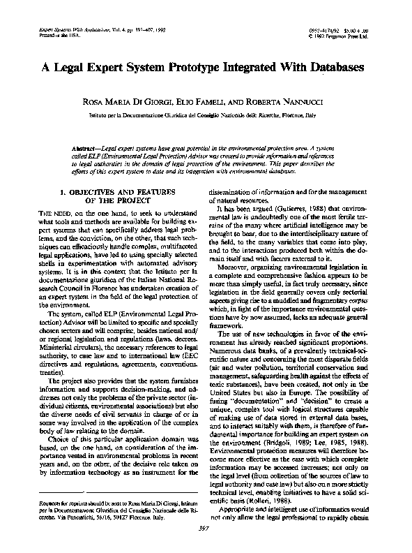 A legal expert system prototype integrated with databases