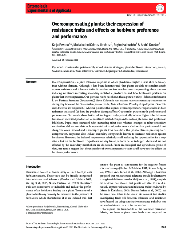 (PDF) Overcompensating plants: their expression of resistance traits ...