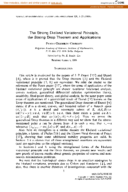 (PDF) The strong Ekeland variational principle, the strong Drop theorem and applications | Pando ...