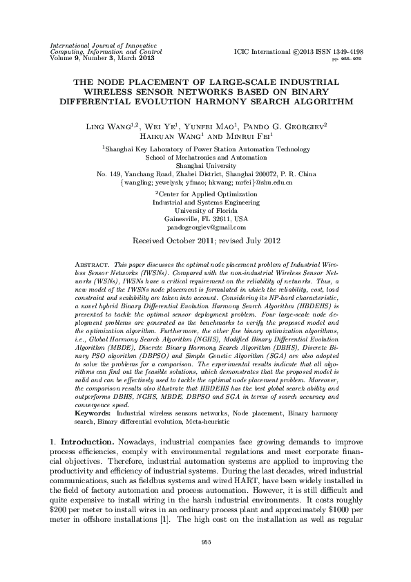 Pdf The Node Placement Of Large Scale Industrial Wireless Sensor Networks Based On Binary