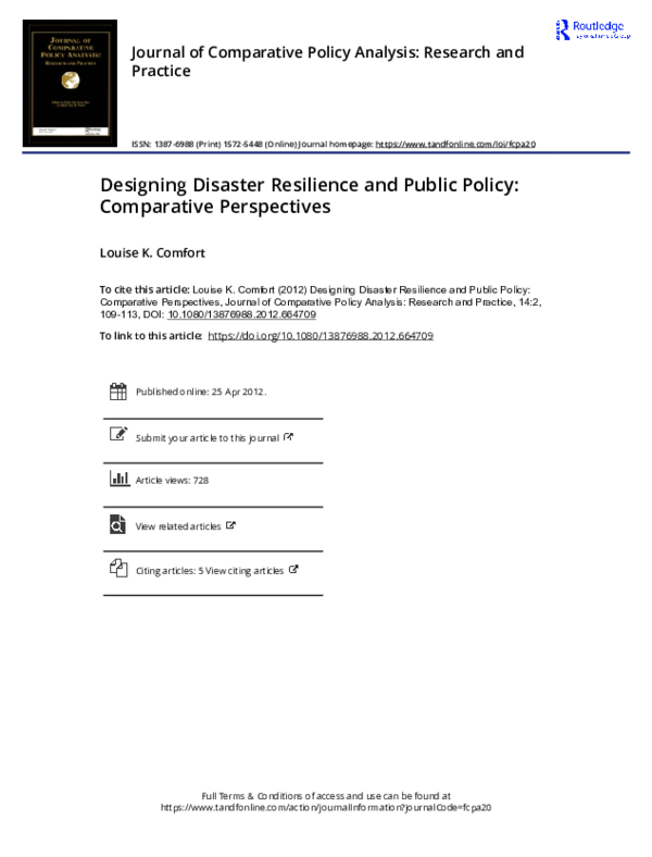 (PDF) Designing Disaster Resilience and Public Policy: Comparative ...