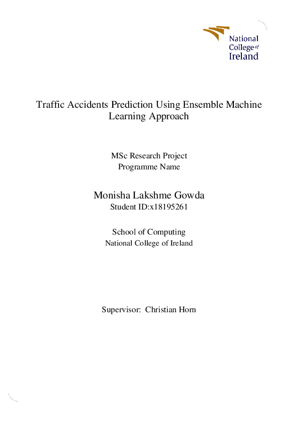(PDF) Traffic Accidents Prediction Using Ensemble Machine Learning Approach
