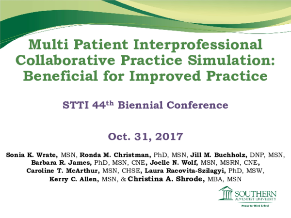 (PDF) Multipatient Interprofessional Collaborative Practice Simulation: Beneficial for Improved ...