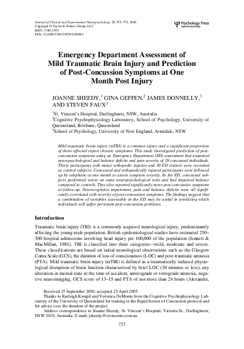 (PDF) Emergency Department Assessment of Mild Traumatic Brain Injury ...
