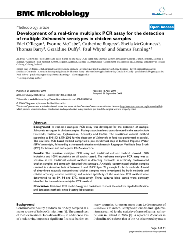(PDF) Development of a real-time multiplex PCR assay for the detection ...