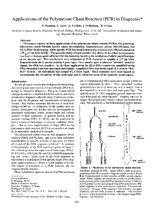 Pdf Applications Of The Polymerase Chain Reaction Pcr In Diagnosis