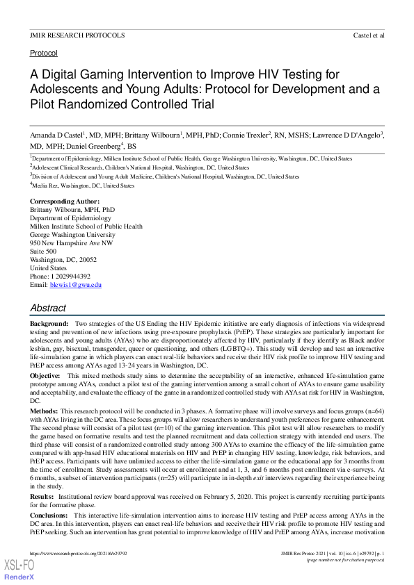 Pdf A Digital Gaming Intervention To Improve Hiv Testing For