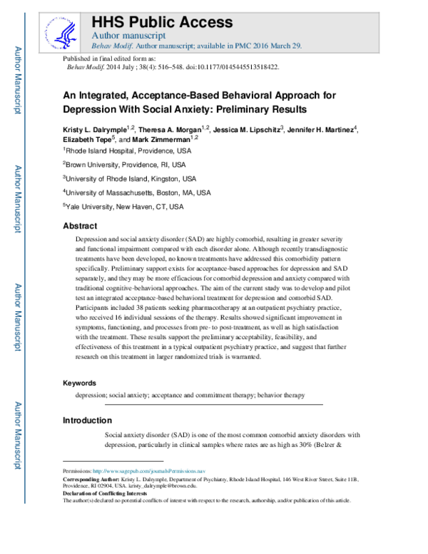 (PDF) Integrated Acceptance-Based Therapy for Comorbidity