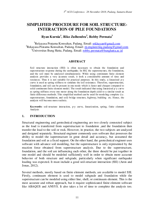 (PDF) Simplified Procedure for Soil Structure-Interaction of Pile Foundations