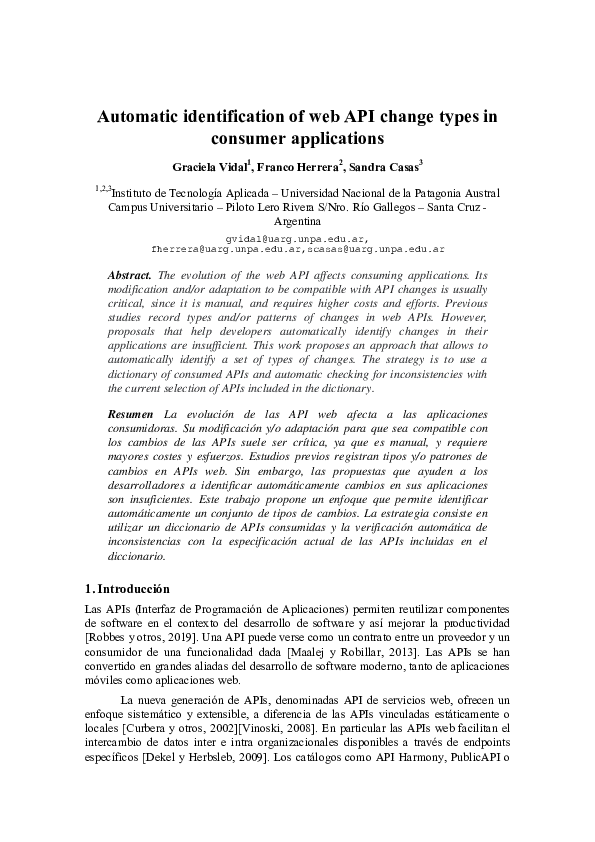 (PDF) Automatic identification of web API change types in consumer applications
