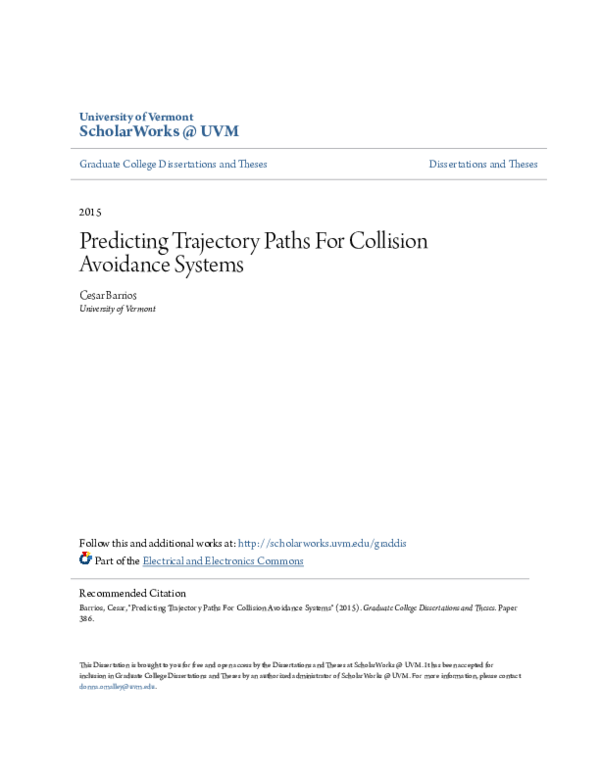 (PDF) Predicting Trajectory Paths For Collision Avoidance Systems