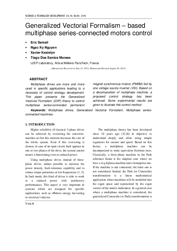 Generalized Vectorial Formalism – based multiphase series-connected ...