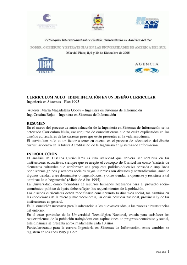 (PDF) Curriculum Nulo: Identificación en Un Diseño Curricular