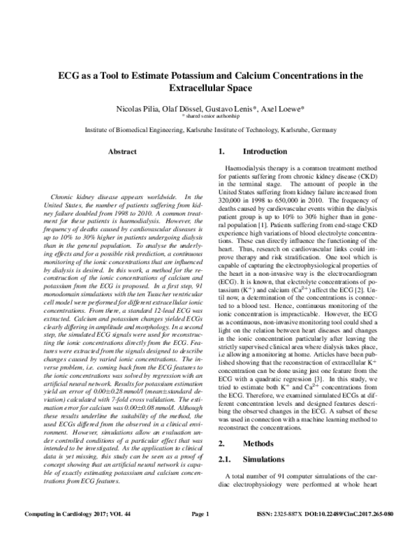 (PDF) ECG as a Tool to Estimate Potassium and Calcium Concentrations in ...