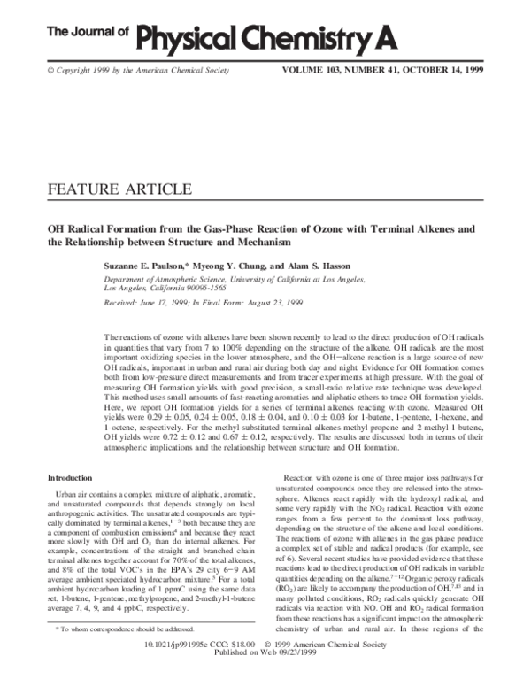 (PDF) OH Radical Formation from the Gas-Phase Reaction of Ozone with ...