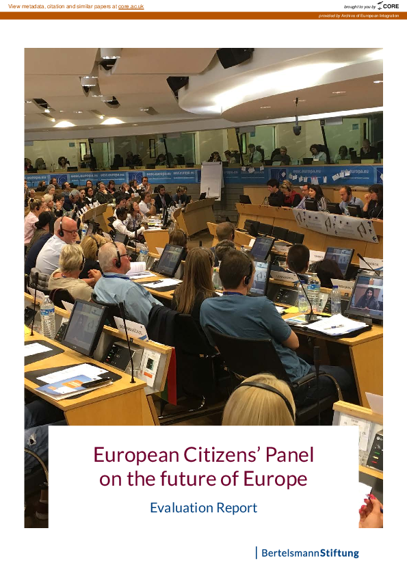 (PDF) European Citizens’ Panel on the future of Europe Bertelsmann ...