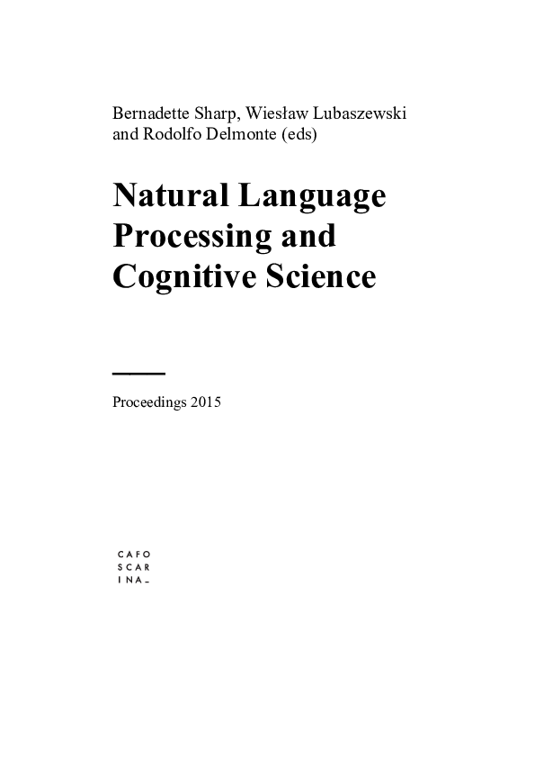 (PDF) Natural Language Processing and Cognitive Science