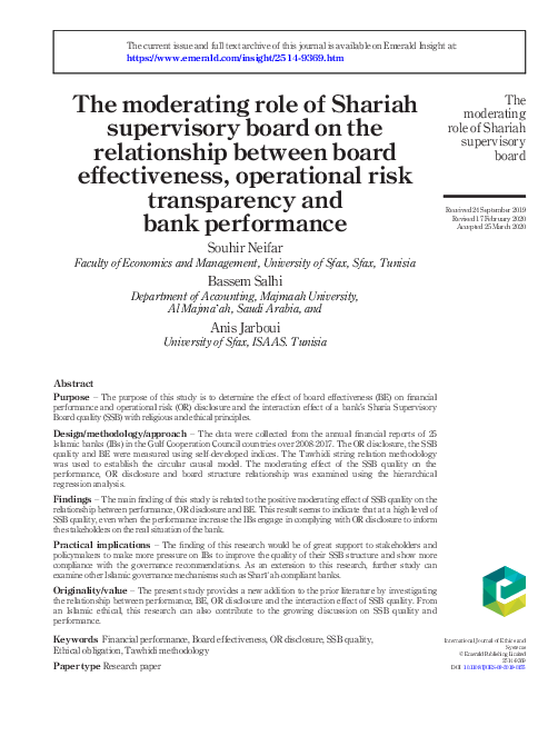 (PDF) The moderating role of Shariah supervisory board on the ...