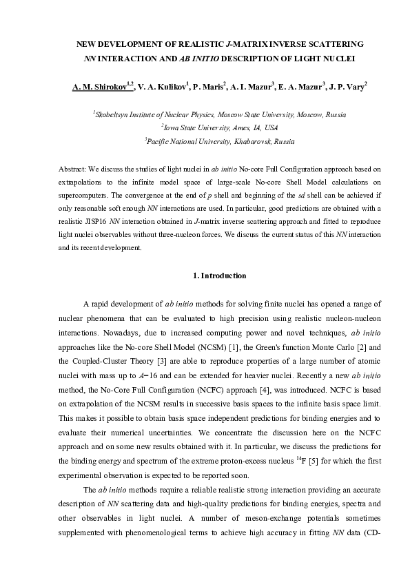 (PDF) New development of realistic J-matrix inverse scattering NN ...