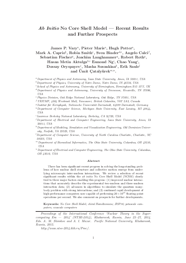 (PDF) Ab initio No-Core Shell Model --Recent results and future prospects
