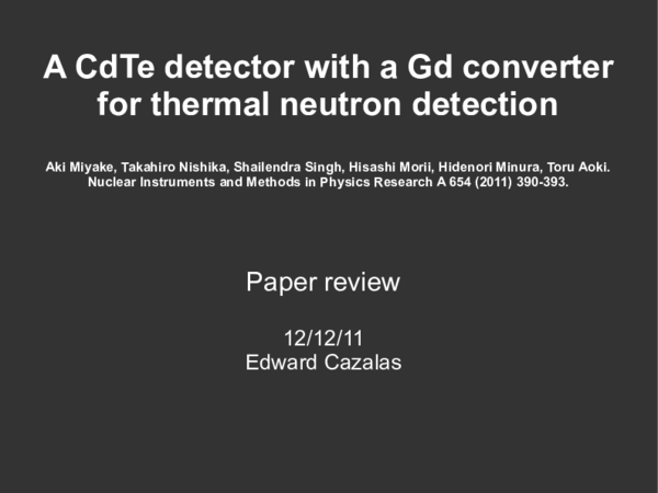 (PDF) A CdTe detector with a Gd converter for thermal neutron detection