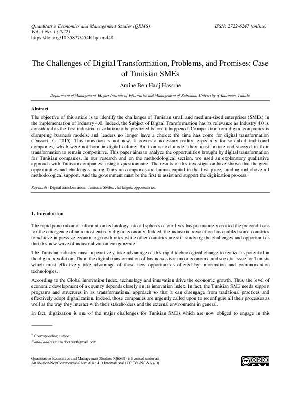 (PDF) The challenges of digital transformation, problems and promises ...
