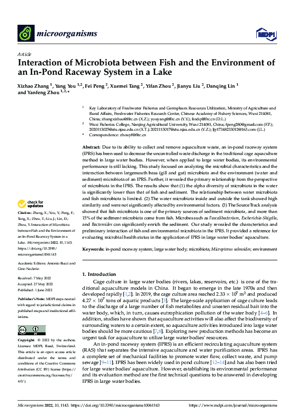 (PDF) Interaction of Microbiota between Fish and the Environment of an ...