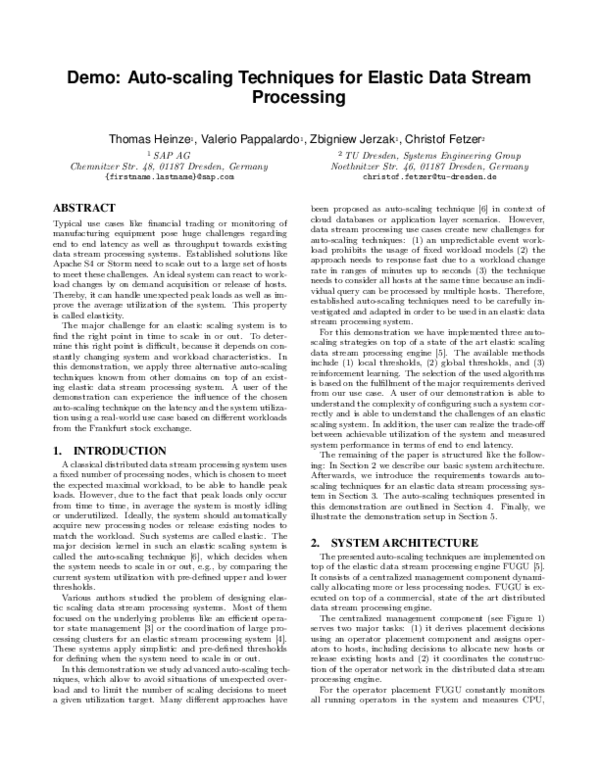 (PDF) Auto-scaling techniques for elastic data stream processing