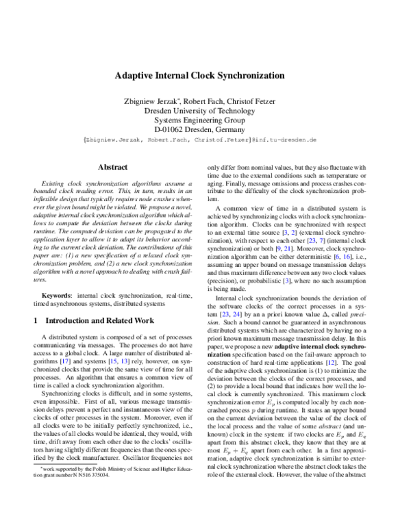(PDF) Adaptive Internal Clock Synchronization