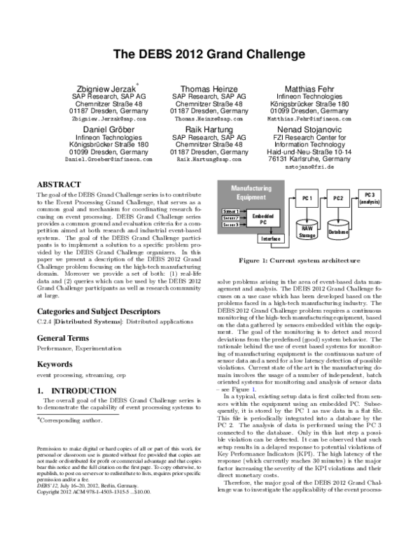 (PDF) The DEBS 2012 grand challenge