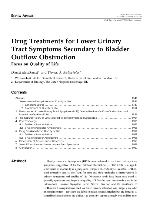 (PDF) Drug Treatments for Lower Urinary Tract Symptoms Secondary to ...