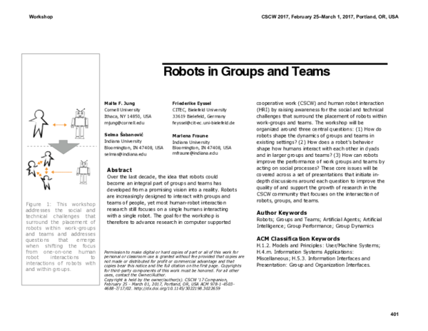 (PDF) Robots in Groups and Teams