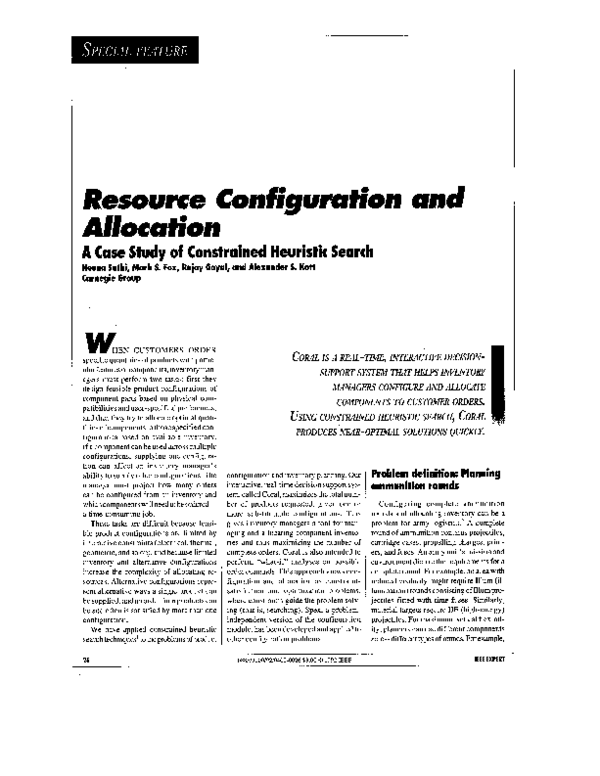 (PDF) Resource configuration and allocation-a case study of constrained heuristic search