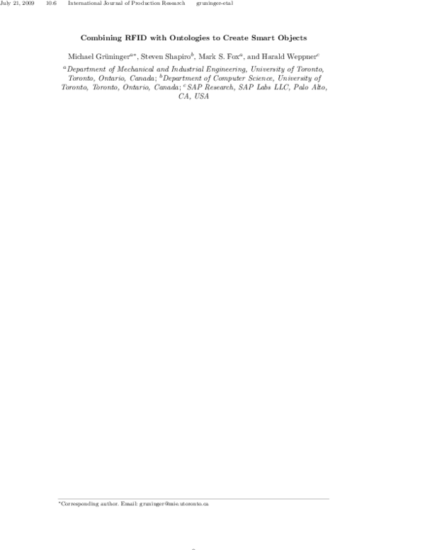 (PDF) Combining RFID with ontologies to create smart objects | Mark Fox - Academia.edu