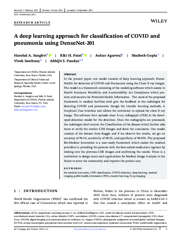 (PDF) A deep learning approach for classification of COVID and ...