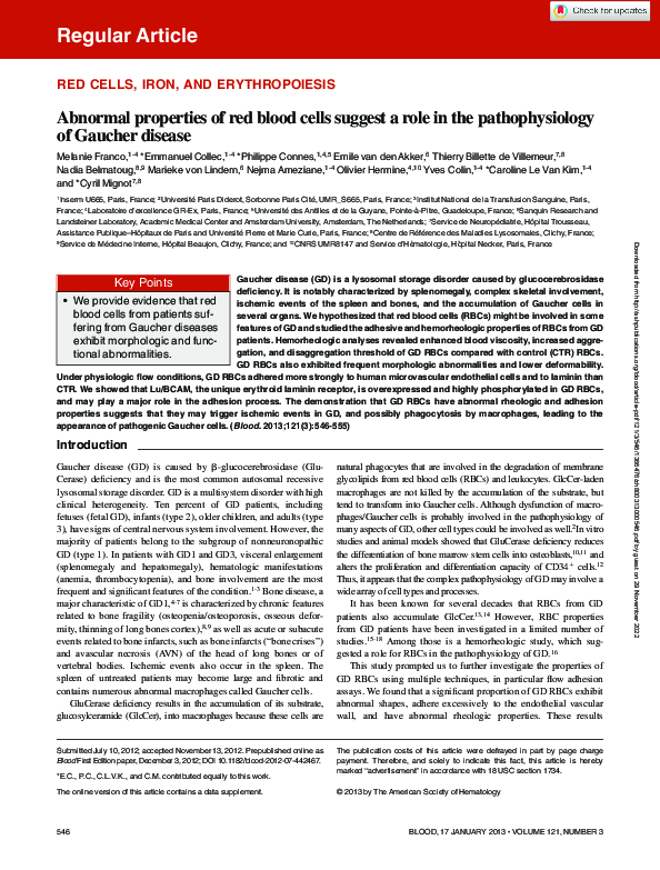 (PDF) Abnormal properties of red blood cells suggest a role in the ...