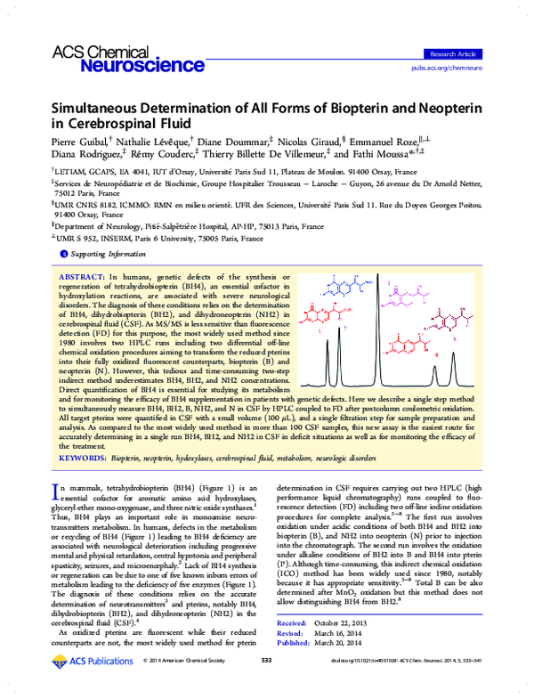 (PDF) Simultaneous determination of all forms of biopterin and ...