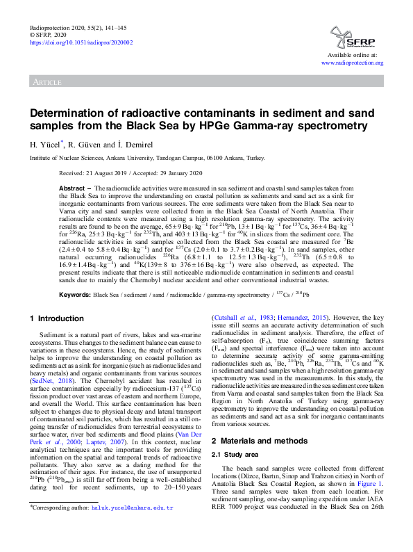 (PDF) Determination of radioactive contaminants in sediment and sand ...
