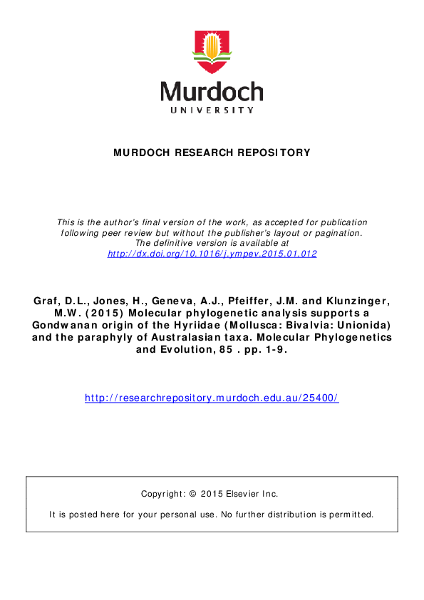 (PDF) Molecular phylogenetic analysis supports a Gondwanan origin of ...