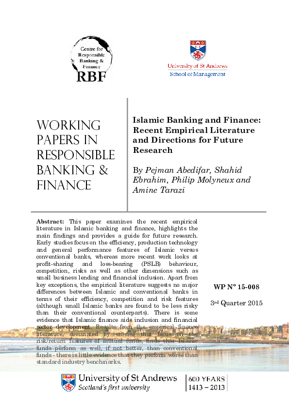 (PDF) Working Papers in Responsible Banking & Finance Islamic Banking ...