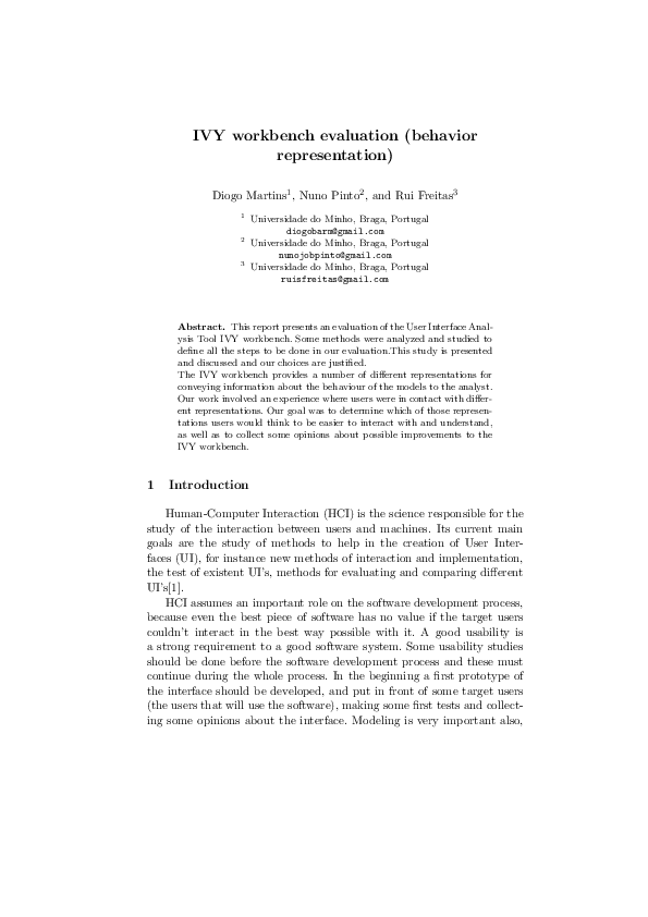 (PDF) IVY workbench evaluation (behavior representation)
