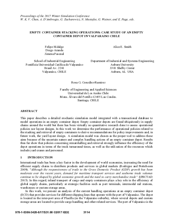 (PDF) Empty container stacking operations: case study of an empty container depot in Valparaiso ...